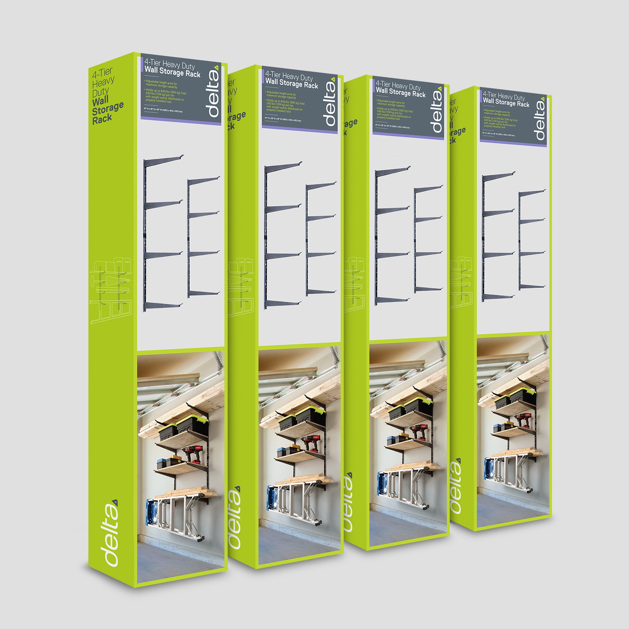 3-Tier Heavy Duty Wall Storage Rack (Four-Pack) – Delta Cycle